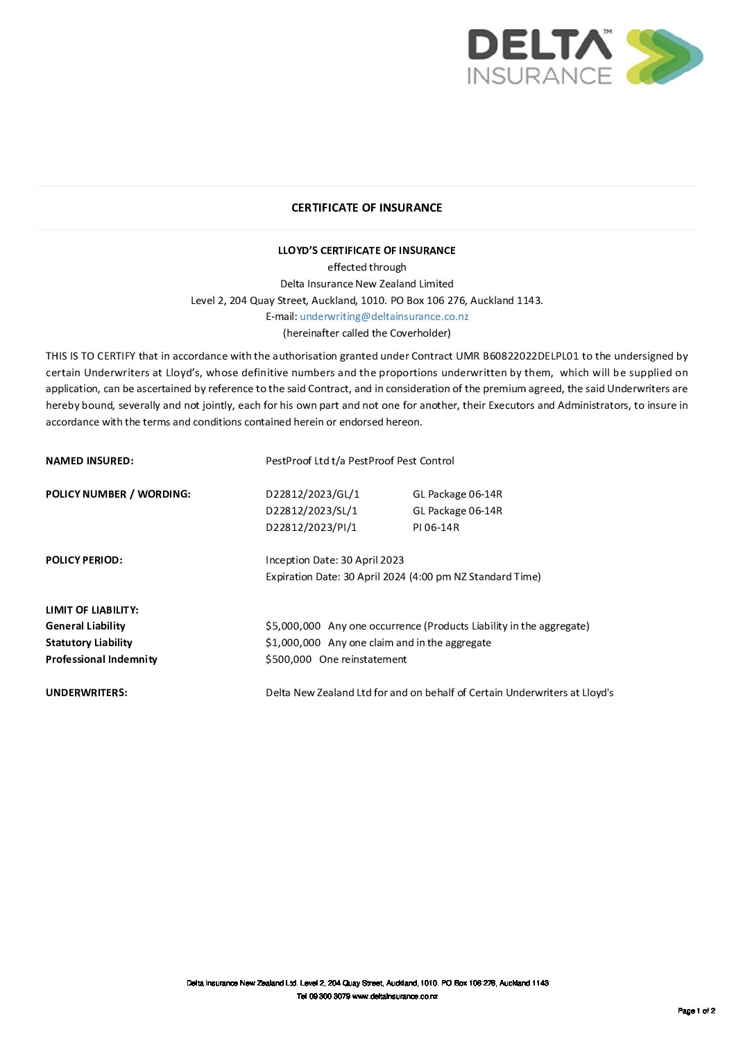 Insurance and Memberships - Pestproof